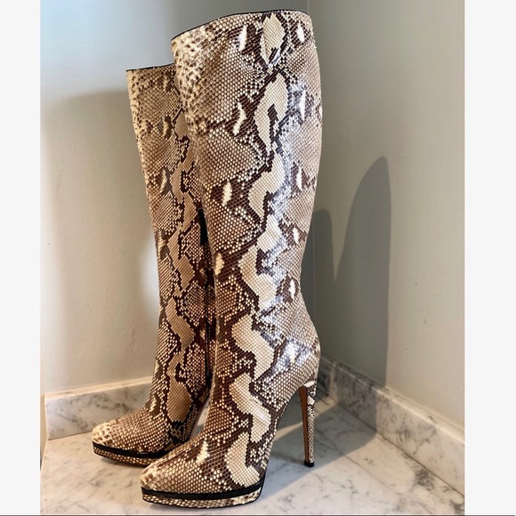 Casadei | Shoes | Casadei Python Knee High Boots | Poshmark